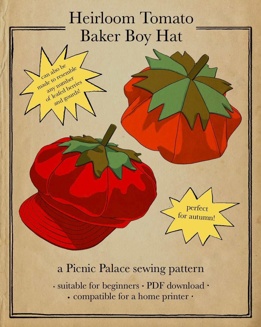 The Heirloom Tomato Baker Boy Hat Pattern – Picnicpalace